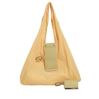 Generic Mini sac fourre-tout pliable et extensible avec porte-cl&eacute;s compact pour le shopping, les voyages, un usage quotidien, jaune, 33*27*26cm/12.99*10.66*10
