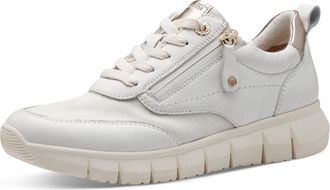 Tamaris Comfort Damen Sneaker flach aus Leder mit Reißverschluss, Weiß (White), 37 EU