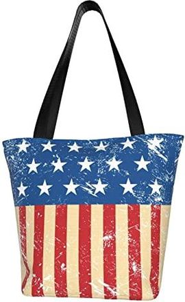 AOOEDM Grunge Usa Retro Flag Tote Bag Femmes Capacit&eacute; &Eacute;paule &Eacute;picerie Sacs