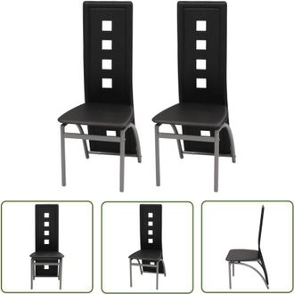 Nova The Living Store Chaises &agrave; manger lot de 2 noir similicuir - Chaise De Salle &agrave; Manger - Chaise Moderne - Chaise Confortable - Chaise Noire