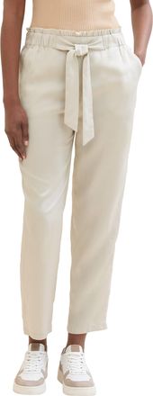 Tom Tailor Damen Paperbag Hosemit Bindegürtel, Beige Grey, XXL