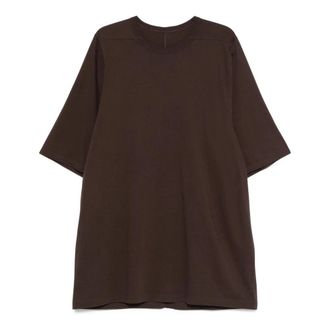 Rick Owens Bio-Baumwolle Rundhals T-Shirt - - Tops - Herren - Braun - S