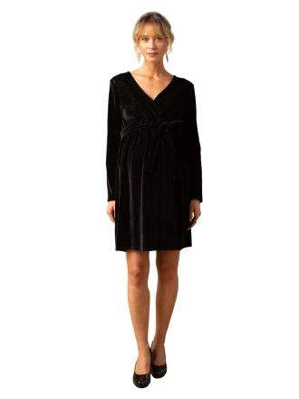 Envie de Fraise Wickelkleid aus Velours f&uuml;r Schwangerschaft und Stillzeit schwarz 40/42