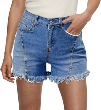Generic Short Jean Femme D&eacute;contract&eacute; &agrave; Jambe Droite Shorts D&eacute;t&eacute; Vintage Respirant avec Poches Pantalon D&eacute;t&eacute; Court pour Le Travail, L&eacute;t&eacute;, Le Quotidien