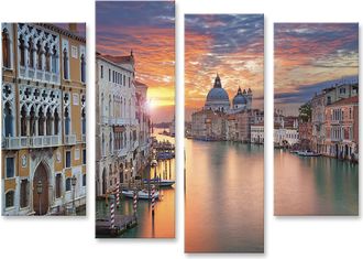Islandburner Bild auf Leinwand Venedig Canale Grand im Sonnenlicht Wandbild Poster Kunstdruck Bilder