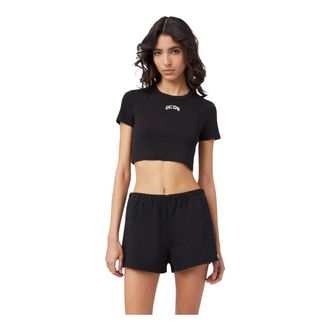 GCDS Logo Lounge Cropped T-Shirt - - Tops - Damen - Schwarzk - M