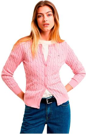GANT Damen Stretch Cotton Cable Cardigan Strickjacke, Dusty PINK, XX-Large