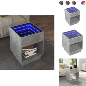 vidaXL Couchtisch mit Infinity-LED Betongrau 40x40x50 cm - Couchtisch - Couchtische - Beistelltisch - Sofatisch