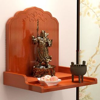 Generic Buddha-Schrein zur Wandmontage, Buddha-Altartisch zur Wandmontage, Meditationstisch zur Wandmontage, Buddha-Statuenst&auml;nder aus Holz, chinesische Opfer