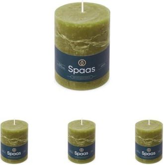 Spaas Rustikale Stumpenkerze 80/110 mm 65St. - olivgr&uuml;n (Packung mit 4)