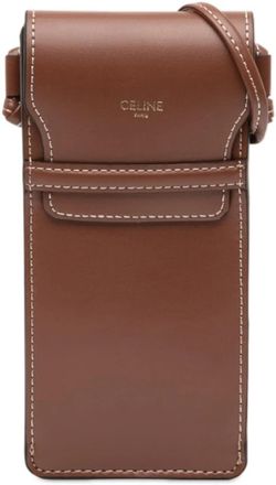 Celine Hobo Bags - Leather Phone Pouch Flap Crossbody - Gr. unisize - in Braun - f&uuml;r Damen