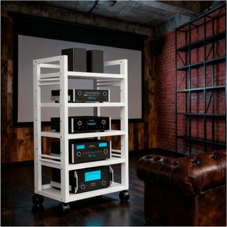 Generic HiFi-Schrank, Multimedia-AV-Schrank mit Rollen, 5-stufiges Audio-Video-Regal, Holzschrank, Stereo-St&auml;nder, Druckerschrank, for Wohnzimmer, Spielzimmer