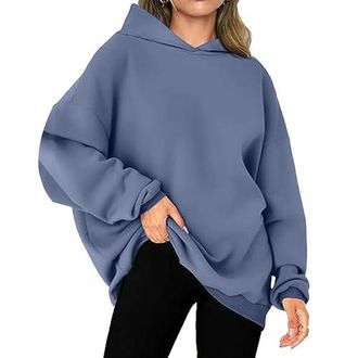 Generic Sweat Shirt Oversize pour Femme, Sweat Shirt &agrave; Capuche Oversize Confortable, Collection Automne 2025, Hauts d&eacute;contract&eacute;s, Bleu Marine, Taille Moyenne