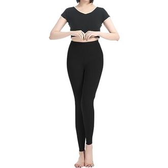 Generic Pantalon long thermique pour femme en coton, leggings thermiques pour femme doubl&eacute;s, collant thermique taille haute, pantalon thermique &eacute;pais, chauds,
