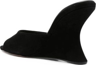Aquazzura Calf Leather Wedge Sandal - Black