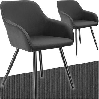 TecTake Lot 2 chaises élégantes aspect corde forme ergonomique anthracite/noir