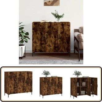 vidaXL Sideboard Räuchereiche 90x34x80 cm Holzwerkstoff - Sideboard - Wohnzimmermöbel - Holzmöbel - Regal - Aufbewahrung