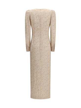 Alessandra Rich Womens Jacquard Draped Dress With Flounces Cream Silk