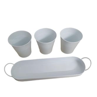 Generico Blument&ouml;pfe f&uuml;r Pflanzen, moderner Container f&uuml;r Pflanzen, mit abnehmbarem Tablett, Metallt&ouml;pfe zum Bepflanzen, f&uuml;r K&uuml;che, Vanille, Drainage, Fr&uuml;hbew&auml;