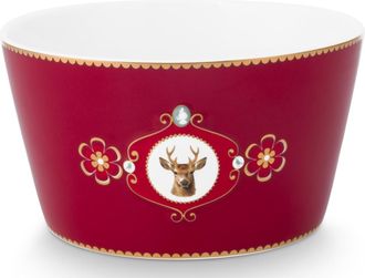 Pip Studio Love Birds Medaillon Hirsch Schale dunkelrot 15cm
