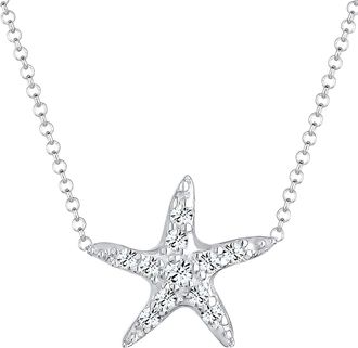 Elli Halskette Damen Seestern Maritim Meer mit Kristalle in 925 Sterling Silber