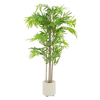 ML Design ML-Design K&uuml;nstlicher Bambus 120 cm, K&uuml;nstliche Pflanzen gro&szlig;, Kunstpflanze mit Echtholzstamm, Fake Plastik Pflanze Dekoration im Topf f&uuml;r Indoor und 