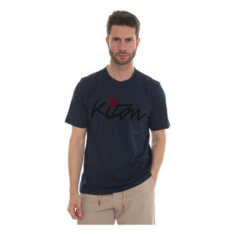 Kiton Maxi Logo Baumwoll T-shirt - - Tops - Herren - Blau - M