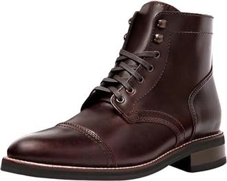 Jamron Homme Élégant Cap Toe Bottines à Lacets Brillant Cuir Synthétique Bottes Derby Habillées Acajou SN0707335 EU44.5