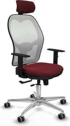 Piqueras y Crespo Ergonomischer atmungsaktiver Chorquera Stuhl mit 1D-Armen, h&ouml;henverstellbare Lendenwirbelst&uuml;tze und h&ouml;henverstellbares Kopfteil, Wei&szlig; / Kastanienbraun