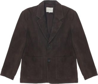 STUDIO NICHOLSON blazer Tiko en daim à poche plaquée - Marron