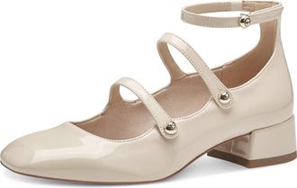 Tamaris Damen Pumps mit Riemchen Vegan Blockabsatz; Ivory/beige; 36