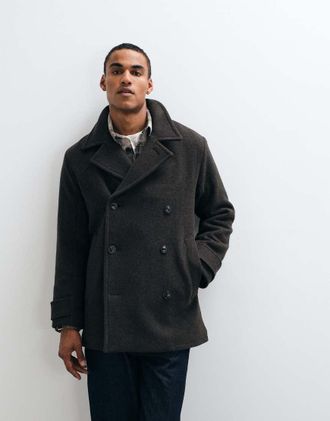 Abercrombie & Fitch Oversized-Jacke mit hohem Wollanteil, doppelreihig, in Braun