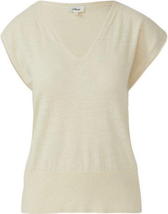 s.Oliver Kurzarmpullover Strickpullover Leichtes Stricktop mit V-Ausschnitt