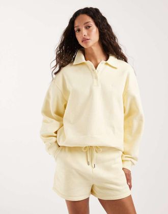 4th & Reckless Sweat densemble en coton &agrave; col polo et logo brod&eacute; - Jaune