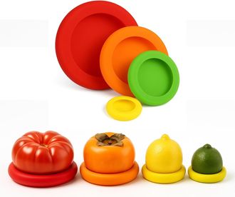 Veda Silikon-Abdeckhauben f&uuml;r Lebensmittel, wiederverwendbar, dehnbar, f&uuml;r geschnittenes Obst und Gem&uuml;se, luftdichter Verschluss, passend f&uuml;r Tomaten, Zitr