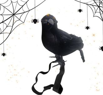 Generic Statue de corbeau réaliste pour Halloween - Accessoires de costume avec bande élastique - Accessoire de cosplay pour intérieur et extérieur - Pierres 