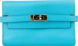 Herm&egrave;s Portemonnaie - Hermes Mysore Leather Kelly Compact Wallet - Gr. unisize - in Bunt - f&uuml;r Damen