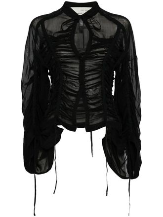 Isabel Benenato haut drapé à détail de sangle - Noir