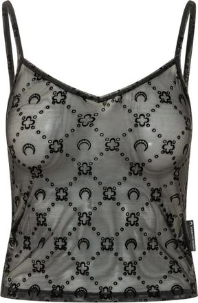 Marine Serre Femme, Tops, Noir, Taille: 40 FR Moonogram Straps Top