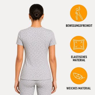 Smilodox T-Shirt Velvara, Leo-Muster, Slim Fit Shirt mit Stretch, f&uuml;r Gym & Freizeit Rundhals, Kurzarm, schnelltrocknend, Leo-Print