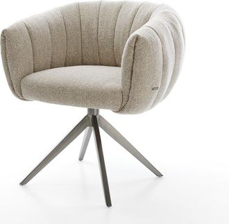 DELIFE Drehstuhl Jada-Flex Webstoff Soft Beige Kreuzgestell breit Graphit 360&deg; drehbar Wippfunktion Taschenfederkern, Esszimmerst&uuml;hle