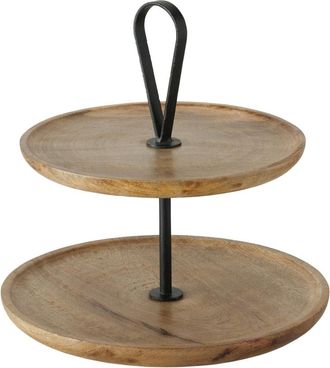 Wadiga Boltze Etagere Kabir Obstkorb aus Holz und Metall 2 Etagen Obstschale Gemüseschale Dekorativ Skandinavisches Design
