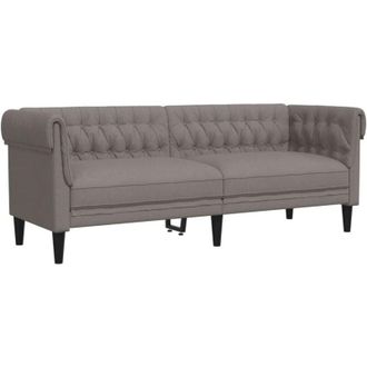 vidaXL Chesterfield-Sofa 3-Sitzer Taupe Stoff Vidaxl