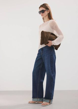 Mango Jean balloon ourlet &agrave; revers bleu fonc&eacute; - Femme - 32 - MANGO