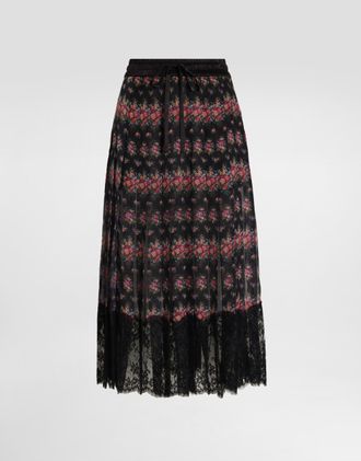 Dolce & Gabbana Plisseerock Aus Chiffon Mit Einem Print Mit Kleinen Blumensträußen - Frau Röcke Mehrfarbig 52