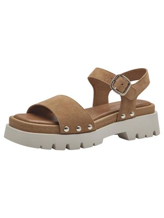 Tamaris Damen Plateau Sandalen Leder Sommer; CAMEL/braun; 40 EU