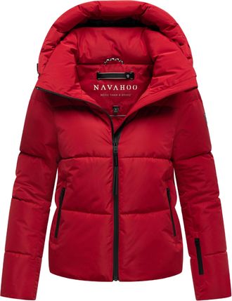 Navahoo Damen Winterjacke warme Steppjacke mit abnehmbarer Kapuze Frostherz XIV Deep Red Gr. S