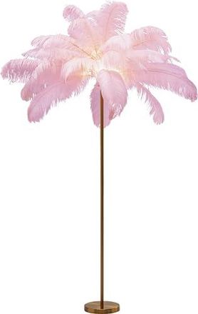 Kare Design Design Stehleuchte Feather Palm, Pink, 165cm, Federn, Stehlampe für Wohnzimmer, Bodenlampe, Dekoleuchte, Leuchtmittel nicht inklusiv