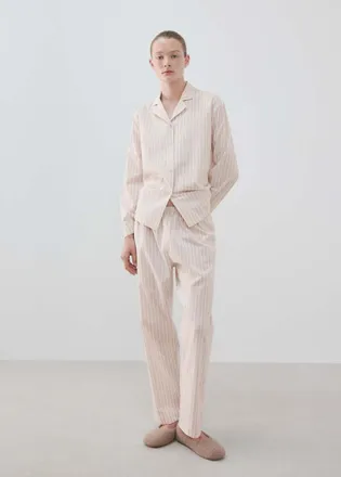 Mango Pantalon coton &agrave; rayures rose - Femme - XS - MANGO