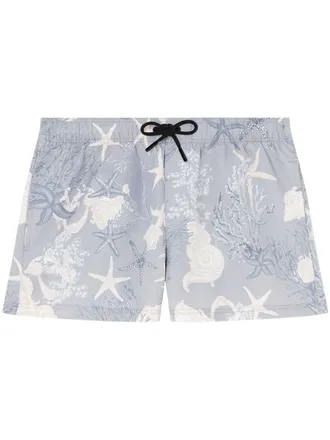 Versace short de bain &agrave; imprim&eacute; Barocco - Gris